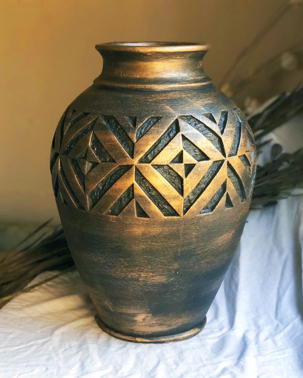 Geometric Bronze Floor Vase - Decobate